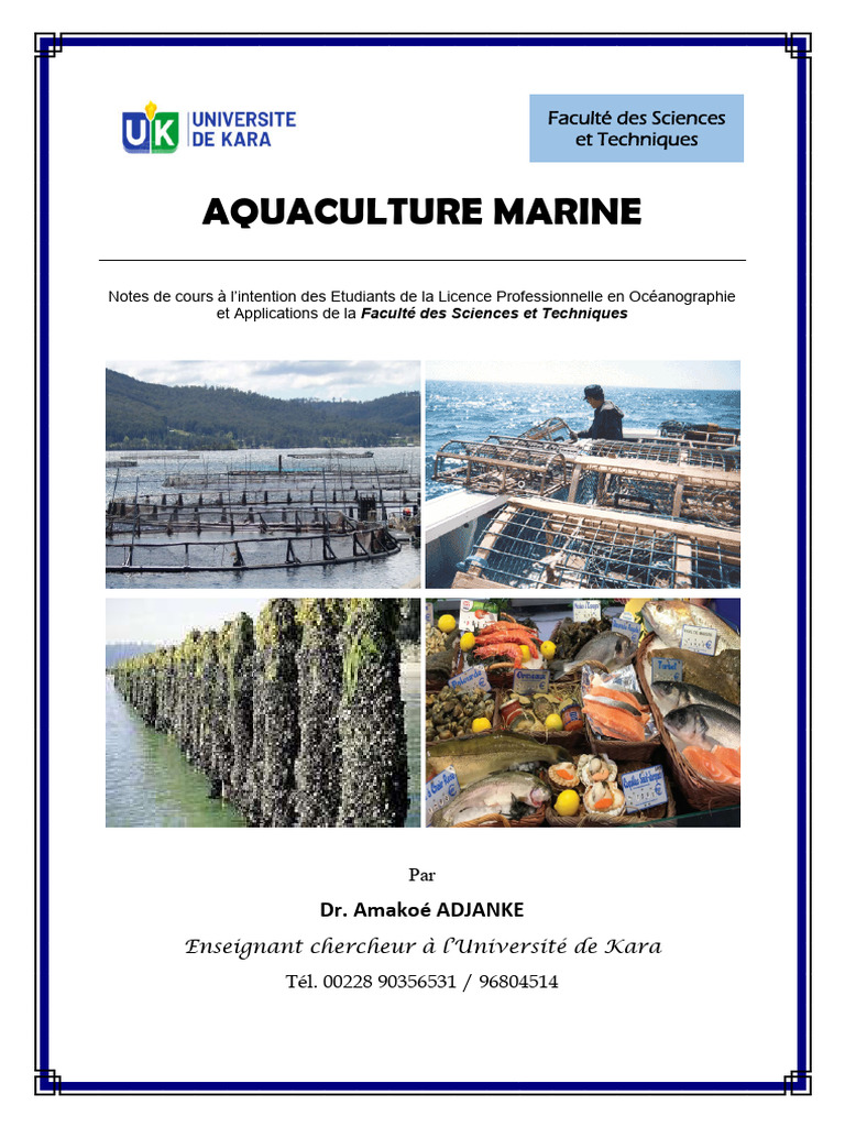 Note de Cours - Aquaculture Marine - Lpoa | PDF | Bien-être | Sciences et mathématiques