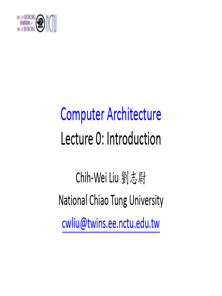 Introduction To Computer Architecture CA - Lec00 | PDF