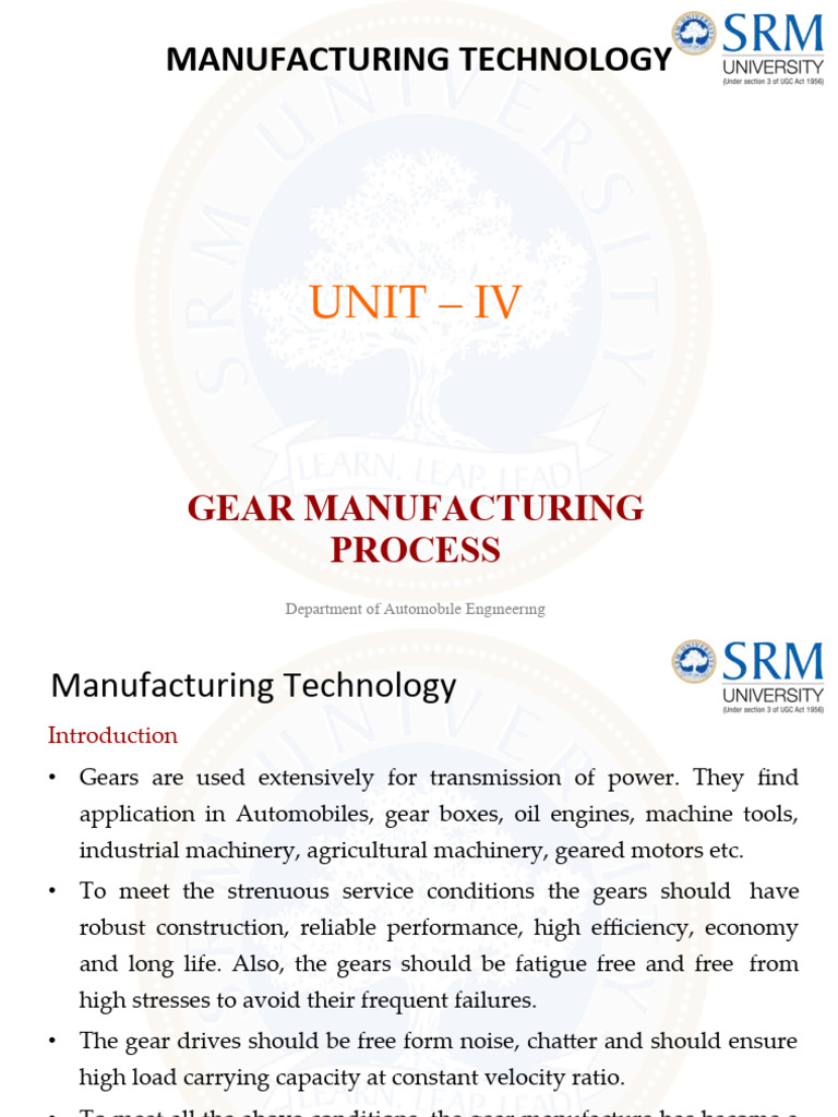 U 4 Gear Manufacturing Process | PDF | Technology & Engineering