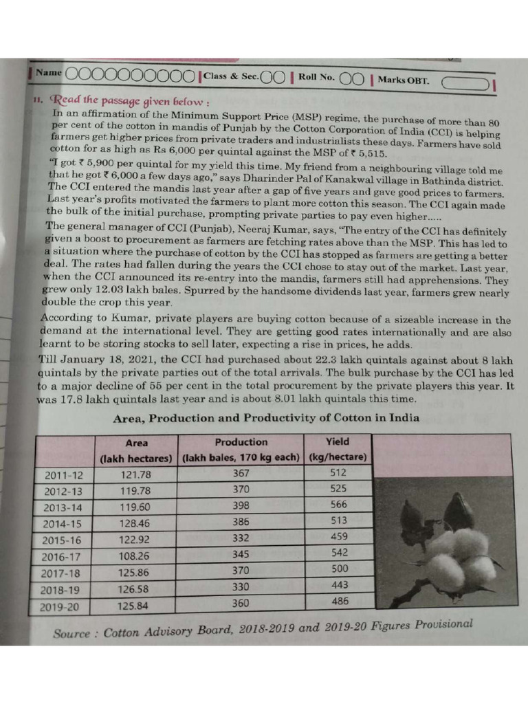 Comprehension Class 9 | PDF