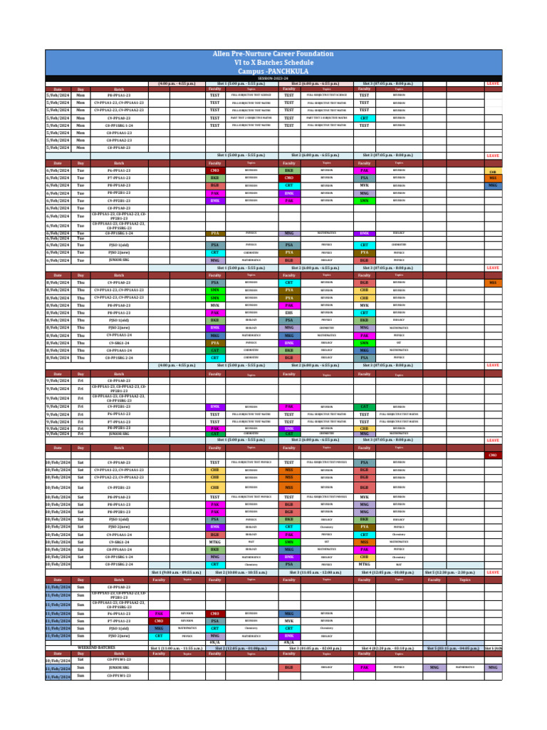 PKL Time Table New-2 | PDF | Science | Mathematics