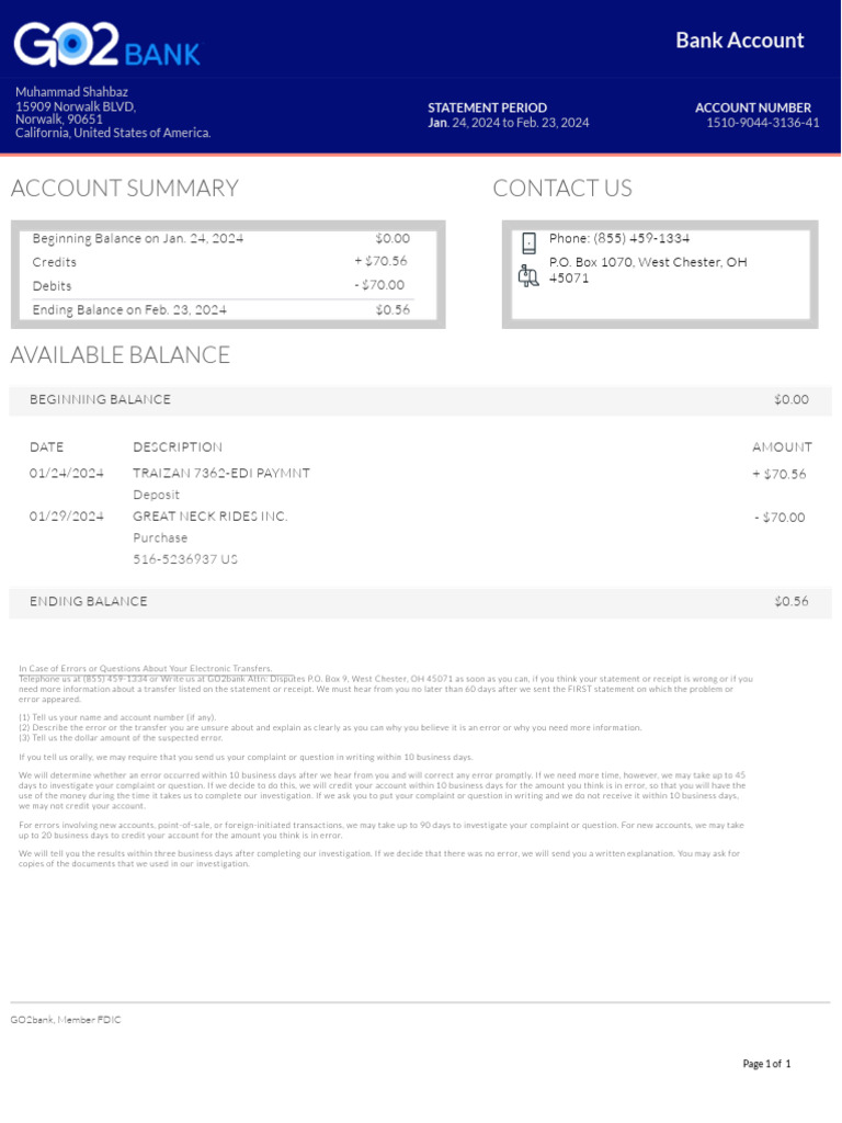 Go2 Statement 023-12.pdf - 1 | PDF | Service Industries | Financial Services