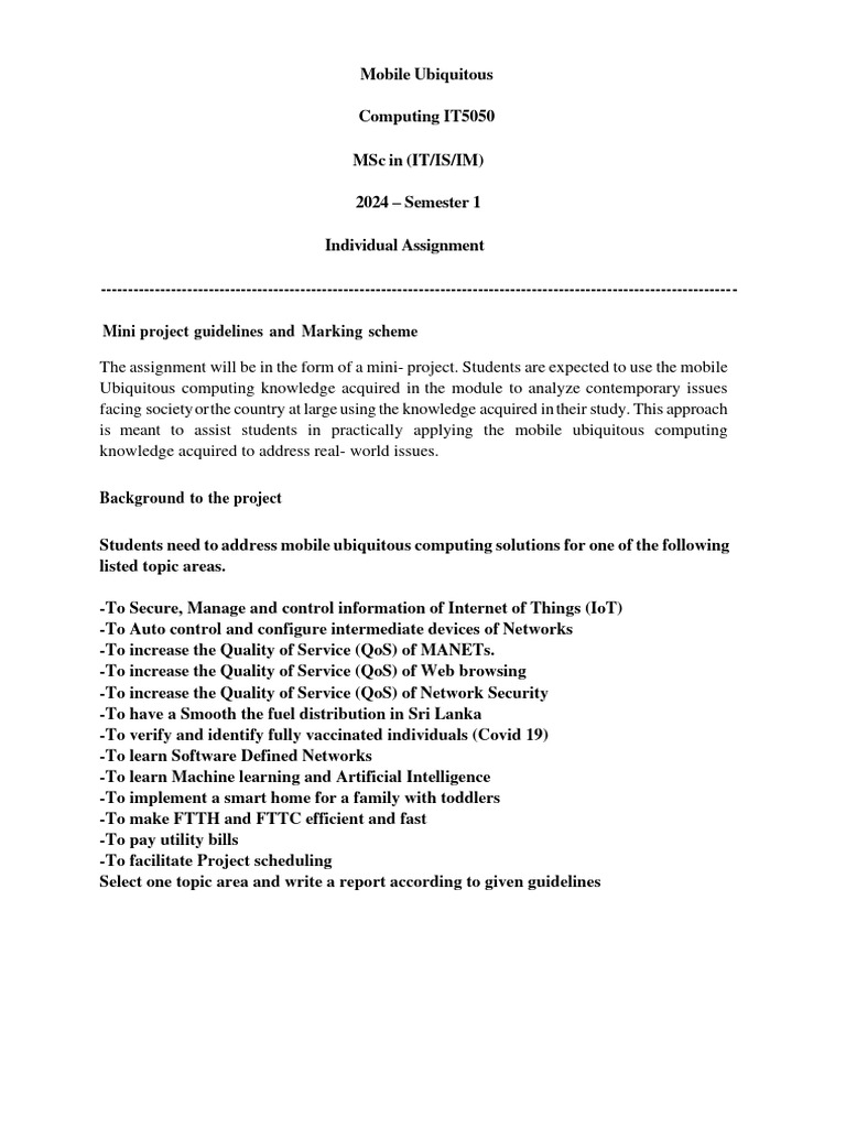 IE5050 - MUC - Mini Project - 2024 | PDF | Internet Of Things | Quality Of Service