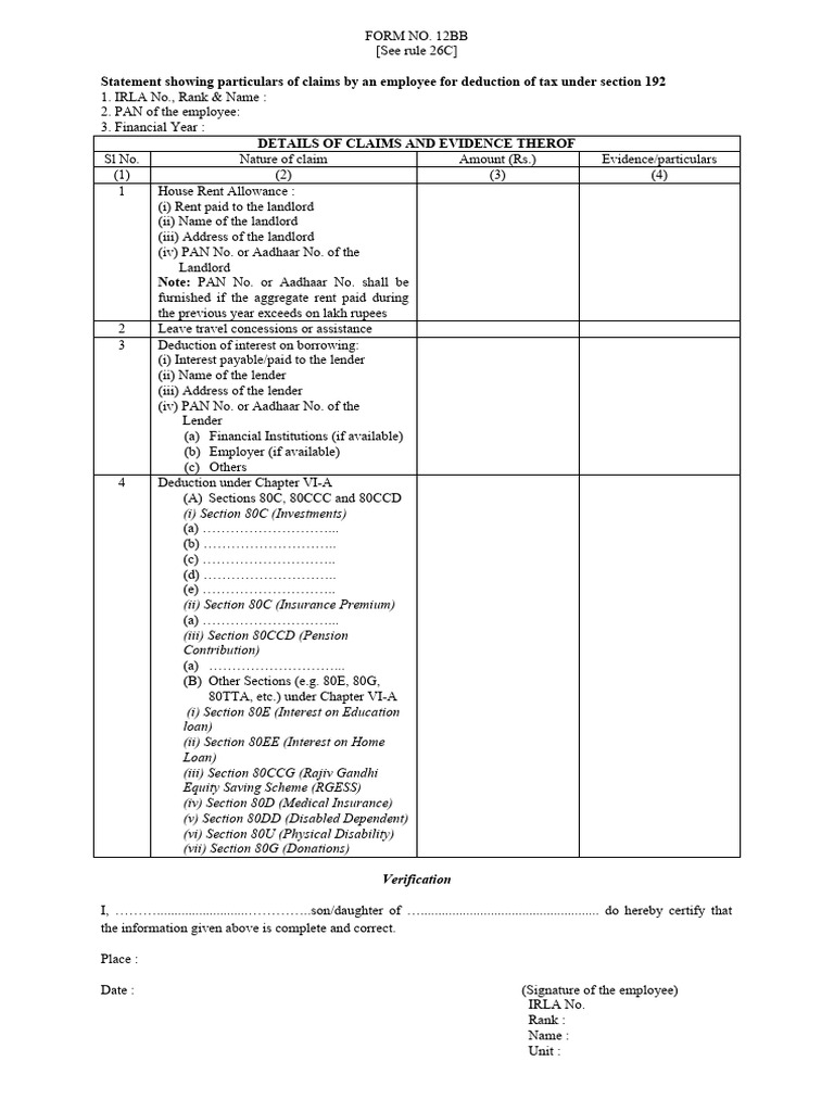Form. 12BB | Download Free PDF | Private Sector | Economies