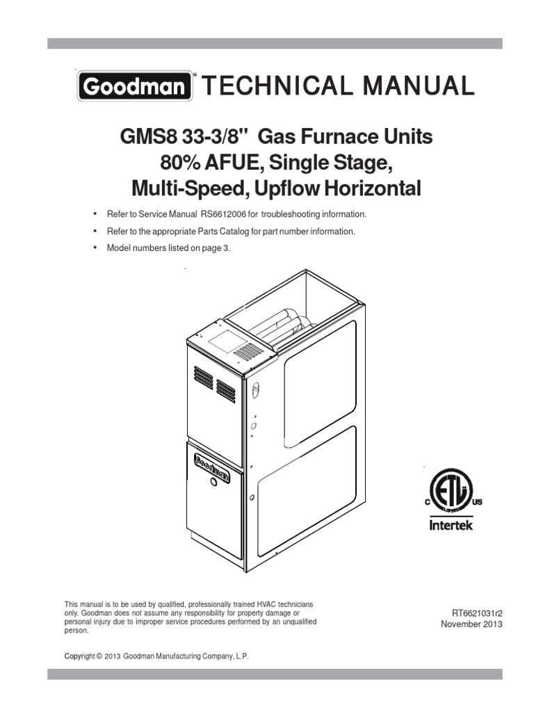 Technical Manual Goodman GMS8 | PDF | Mechanical Engineering ...