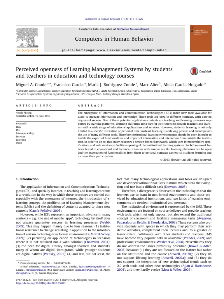Perceived Openness of Learning Managemen | Download Free PDF | Learning | Interoperability