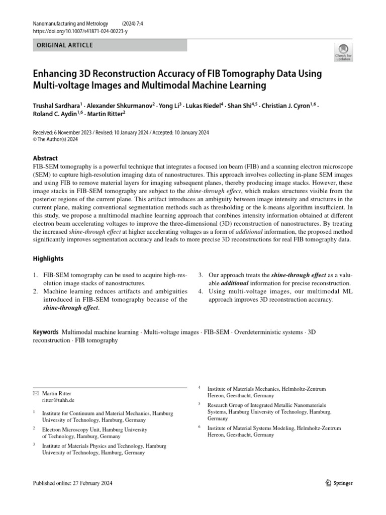 Enhance 3D FIB Tomography with ML | PDF | Scanning Electron Microscope