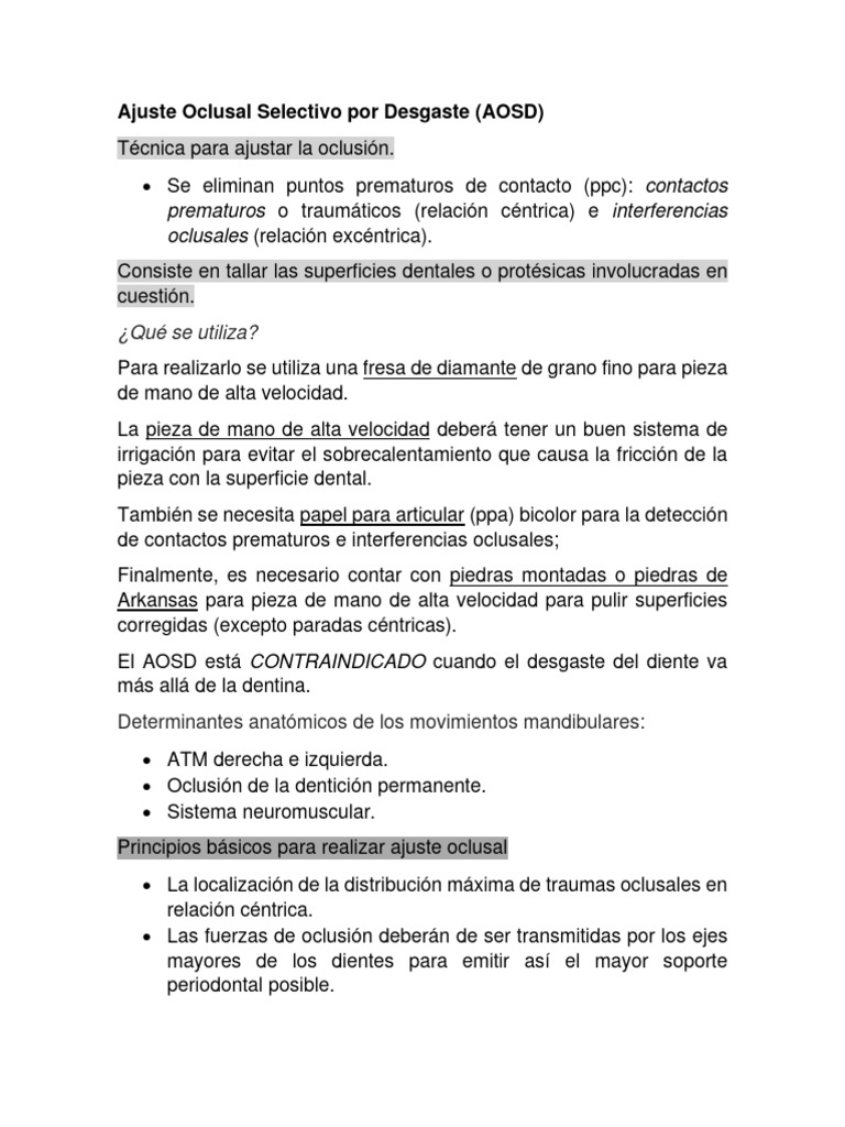 Ajuste Oclusal Selectivo por Desgaste | PDF | Cabeza y cuello humanos ...