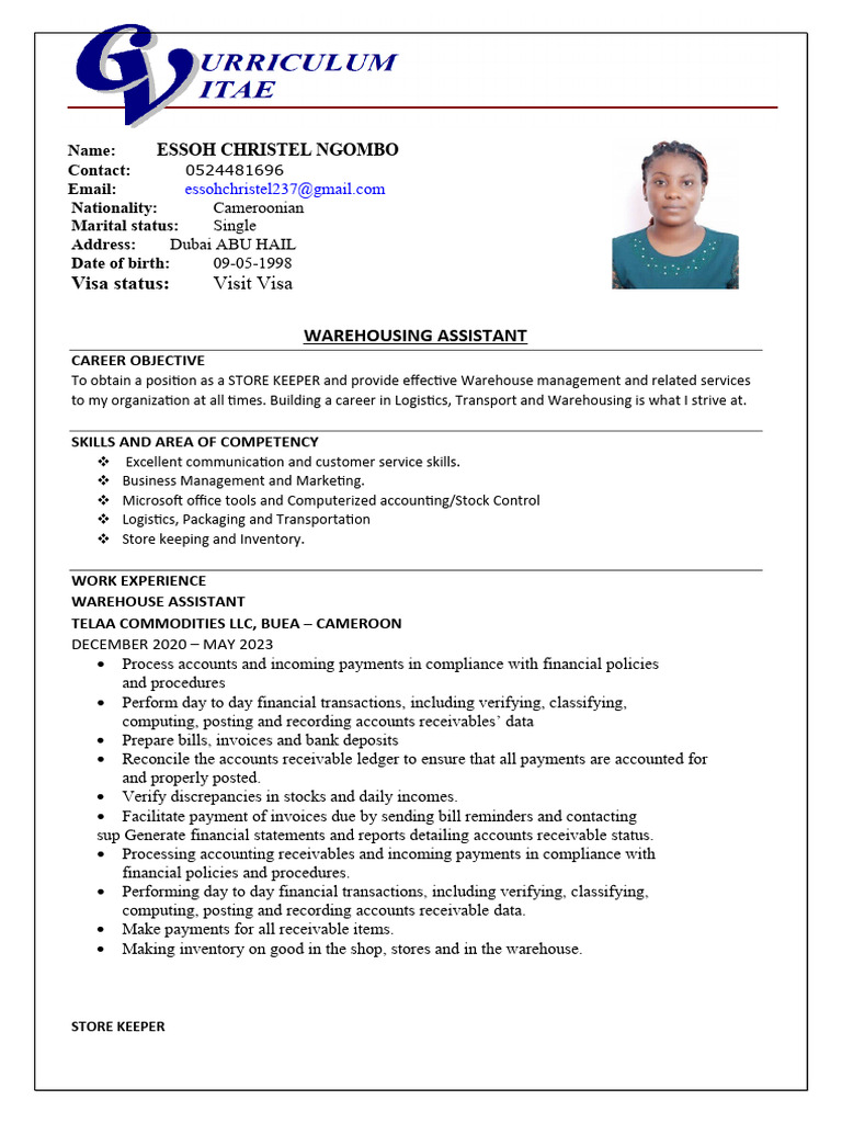 Essoh Warehouse CV | PDF | Warehouse | Inventory