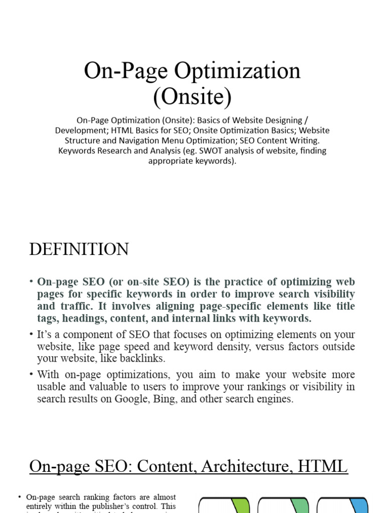 On-Page SEO: Content & Structure | PDF | Search Engine Optimization ...
