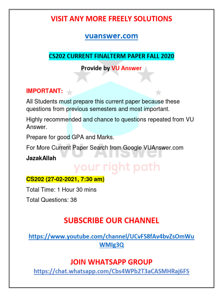 CS202 Final 2020 File | PDF | Career & Growth