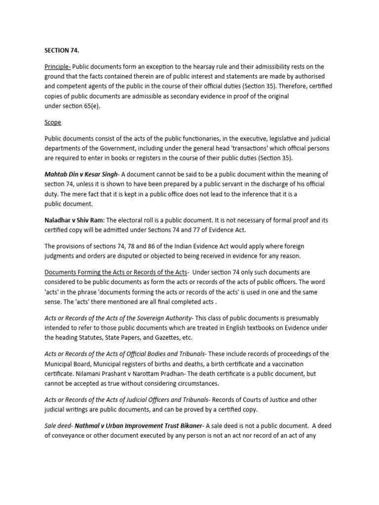 Public Documents Under Evidence Act 74-75 | PDF | Evidence (Law) | Hearsay