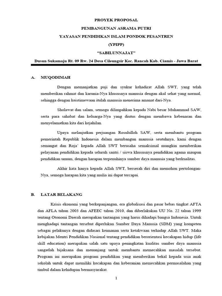 Proposal Asarama Putri | PDF
