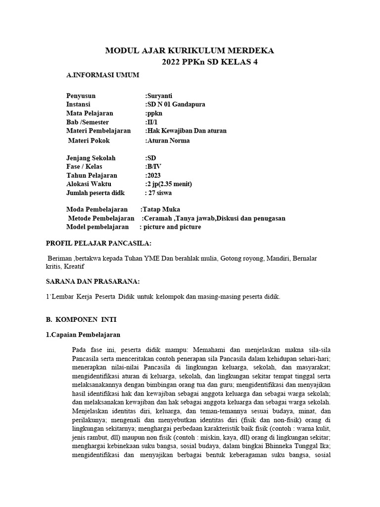 Modu Ajar Kelas 4 Bab II | PDF