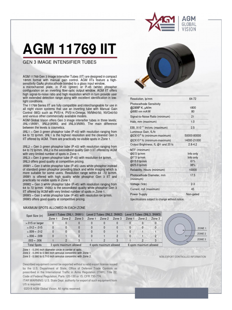 AGM 11769 Gen 3 Image Intensifier Tubes | PDF | Manufactured Goods ...