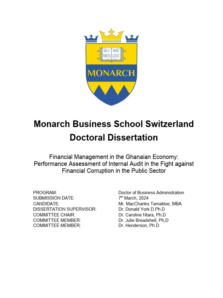 MacCharles Tamakloe Dissertation UGSM | PDF | Audit | Internal Audit