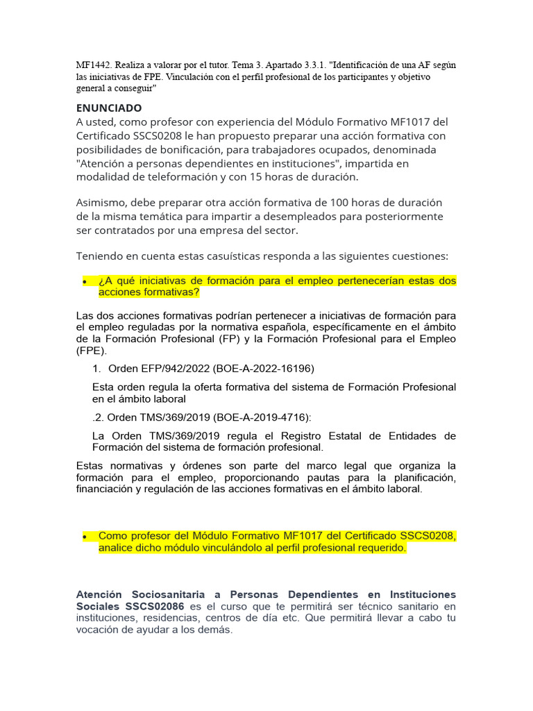 Tema 3. Apartado 3.3.1. Identificación de una AF según las iniciativas de FPE. Vinculación con ...