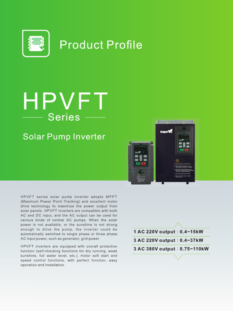 Catalogue - Solar Pump Inverter HPVFT 20230919 | PDF