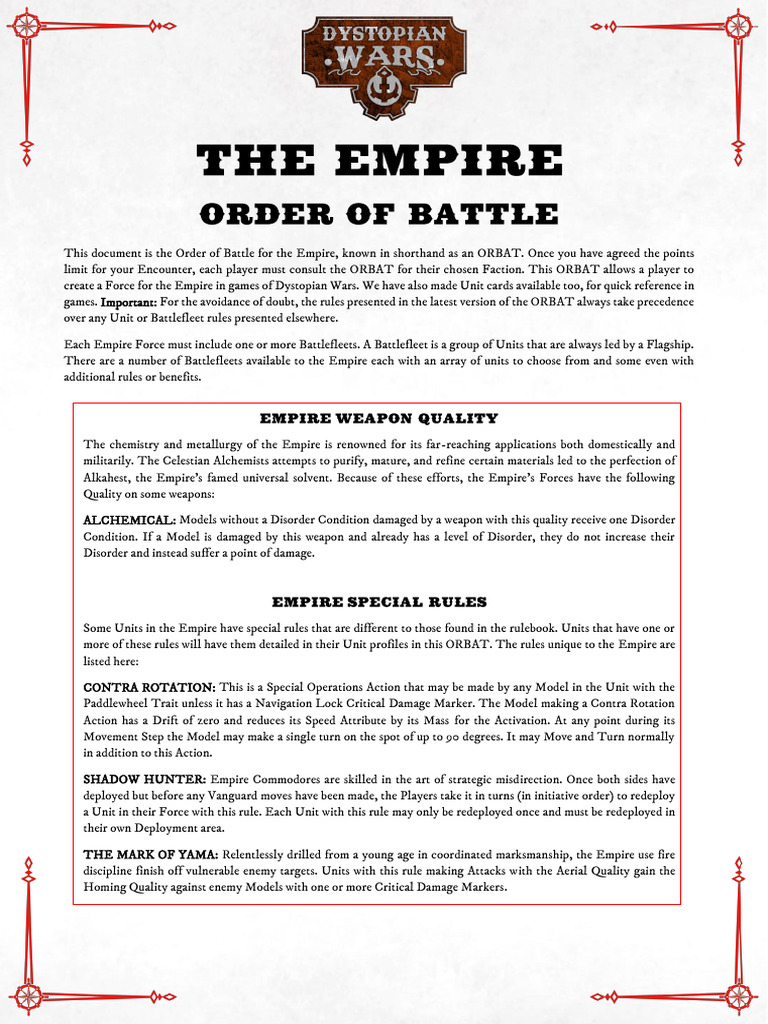 Empire Order of Battle Overview | PDF
