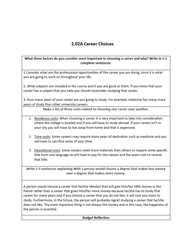 Key Factors in Career Choice Decisions | PDF | Career & Growth | Lifestyle