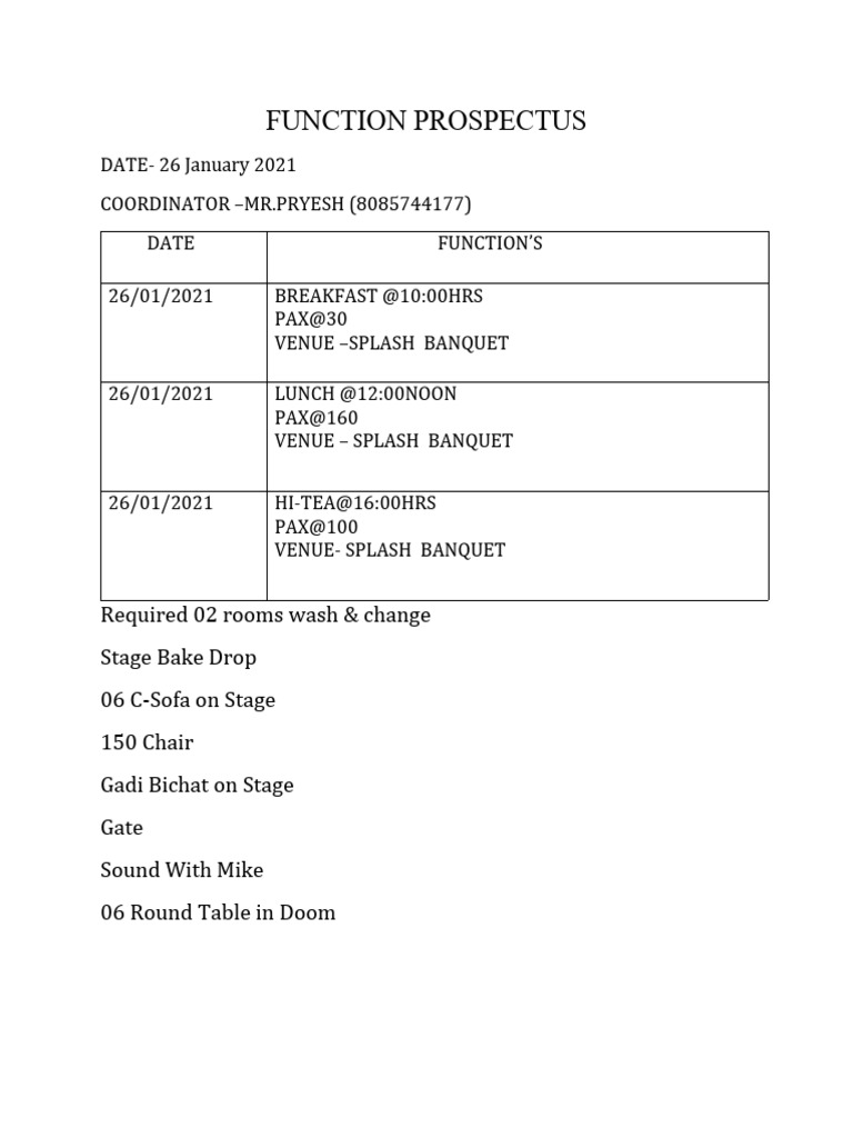 Function Prospectus Formate | PDF