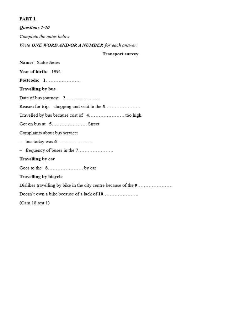 Listeing Part 1 | PDF