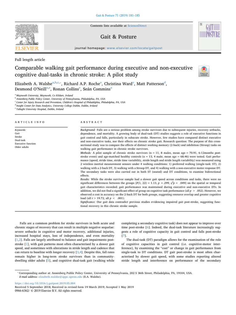 2019 Comparable Walking Gait Performance | PDF | Sampling (Statistics ...