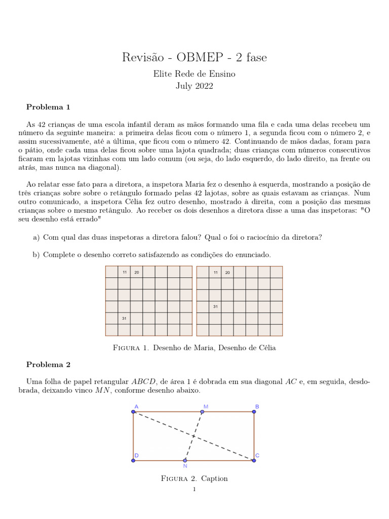 Revis o OBMEP Fase 2 | PDF | Triângulo | Geometria Elementar