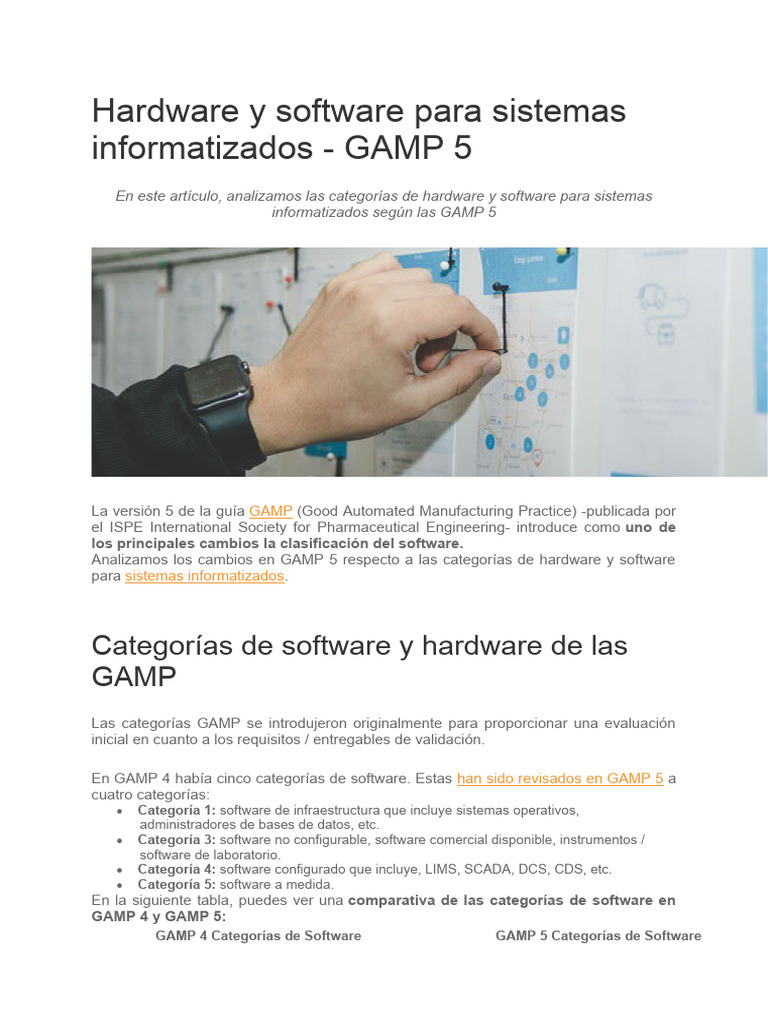 GAMP5-Hardware y software para sistemas informatizados | PDF | Software | Software de la aplicacion