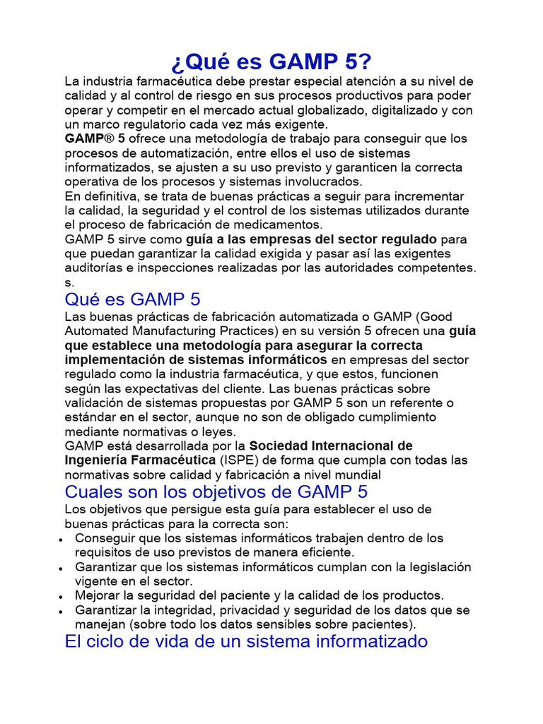 GAMP5 | PDF | Calidad (comercial) | Software