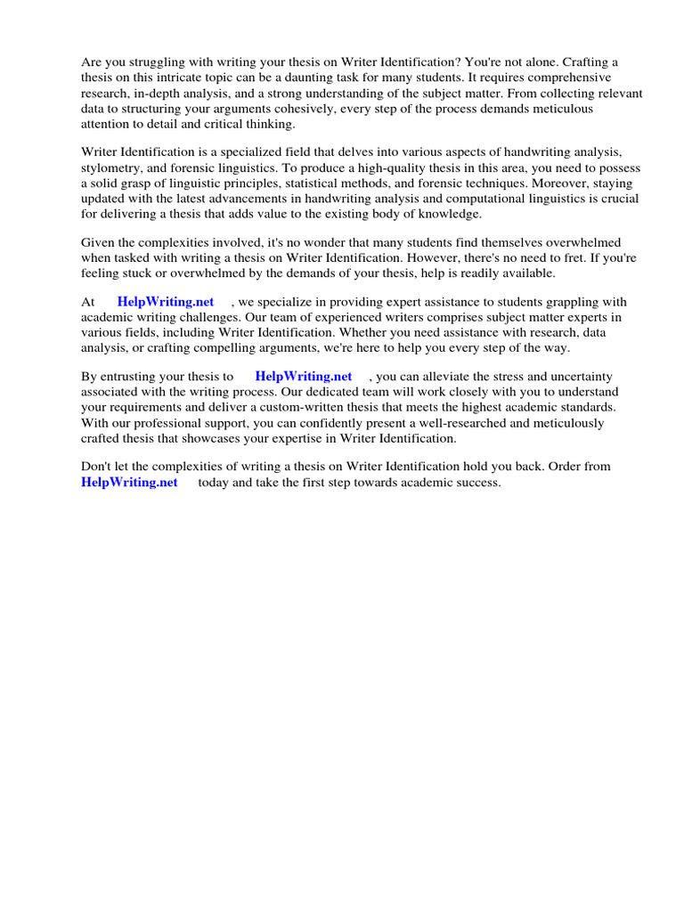Writer Identification Thesis | PDF | Thesis | Essays
