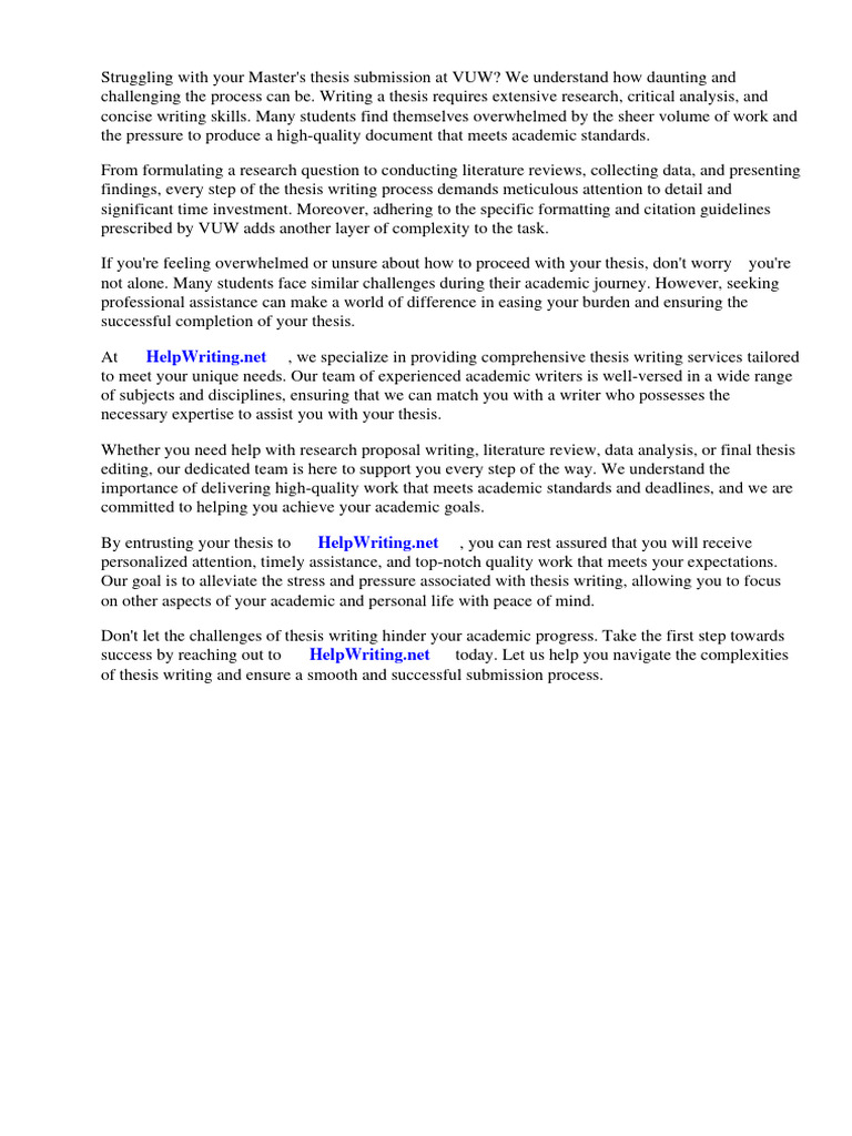 Vuw Masters Thesis Submission | PDF | Thesis