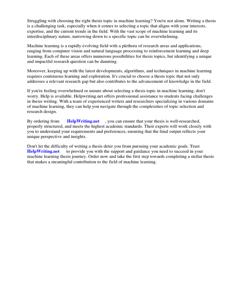 Thesis Topics in Machine Learning | PDF | Machine Learning | Deep Learning