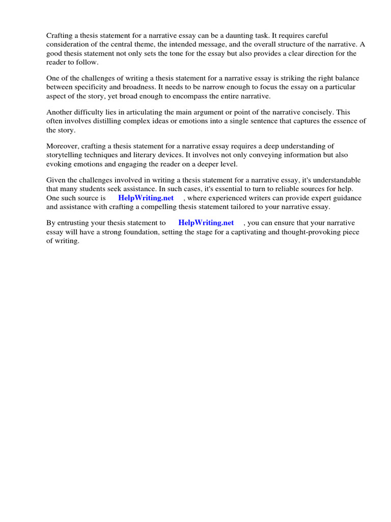 What Is A Good Thesis Statement For A Narrative Essay | PDF | Essays ...