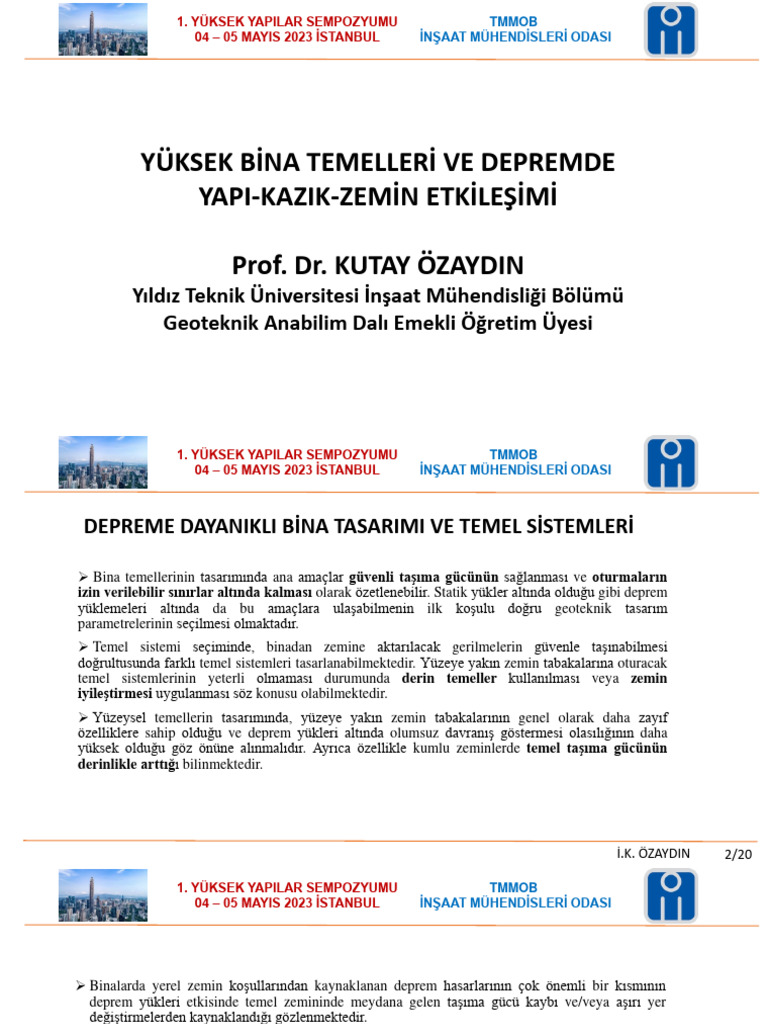 6a Kutay Ozaydin Yuksek Bina Temelleri Ve Depremde Yapi Kazik Zemin ...