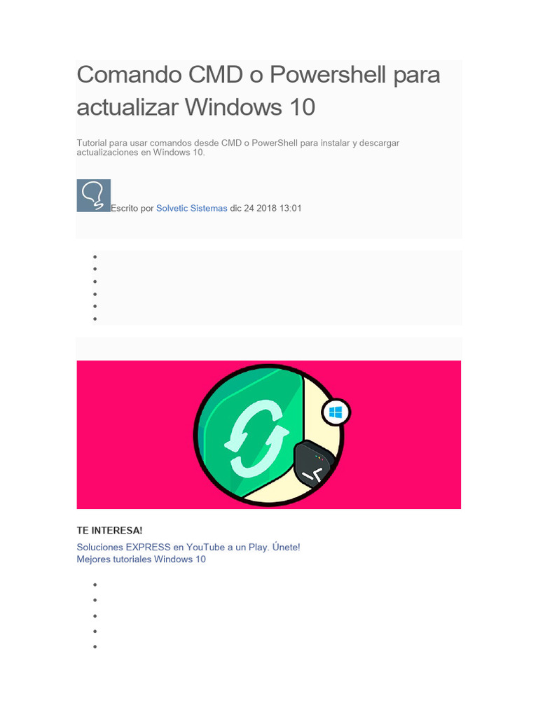Actualiza Windows 10 con CMD o PowerShell | PDF | Windows 10 | Microsoft Windows