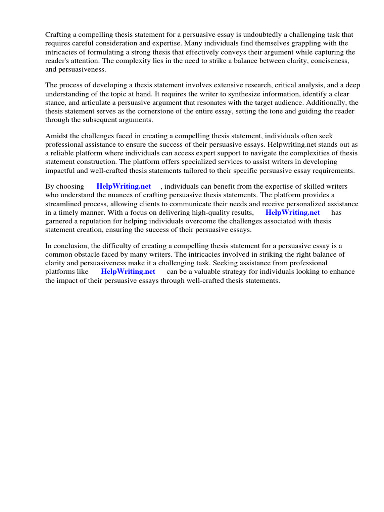 How To Make A Good Thesis Statement For A Persuasive Essay | PDF ...