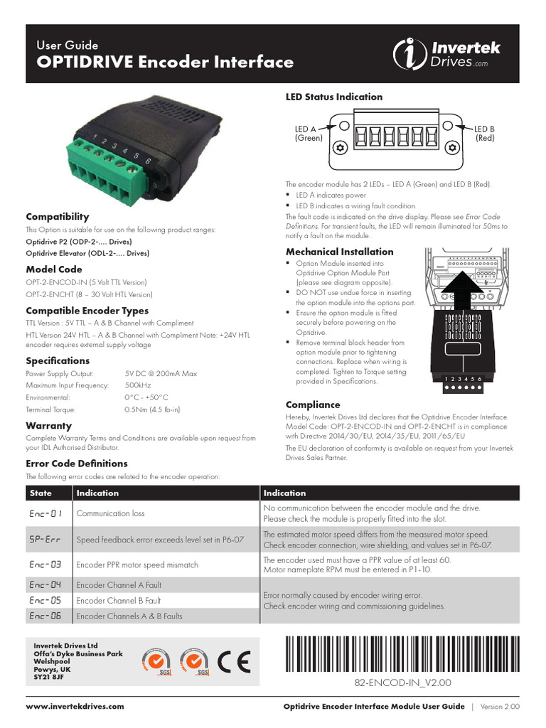 82-OPT-2-ENCOD-IN Interface Quick Start Guide Iss 2.00 | PDF | Electric ...