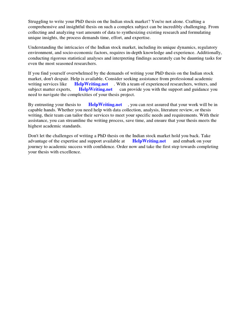 PHD Thesis On Indian Stock Market | Download Free PDF | Stocks | Stock ...