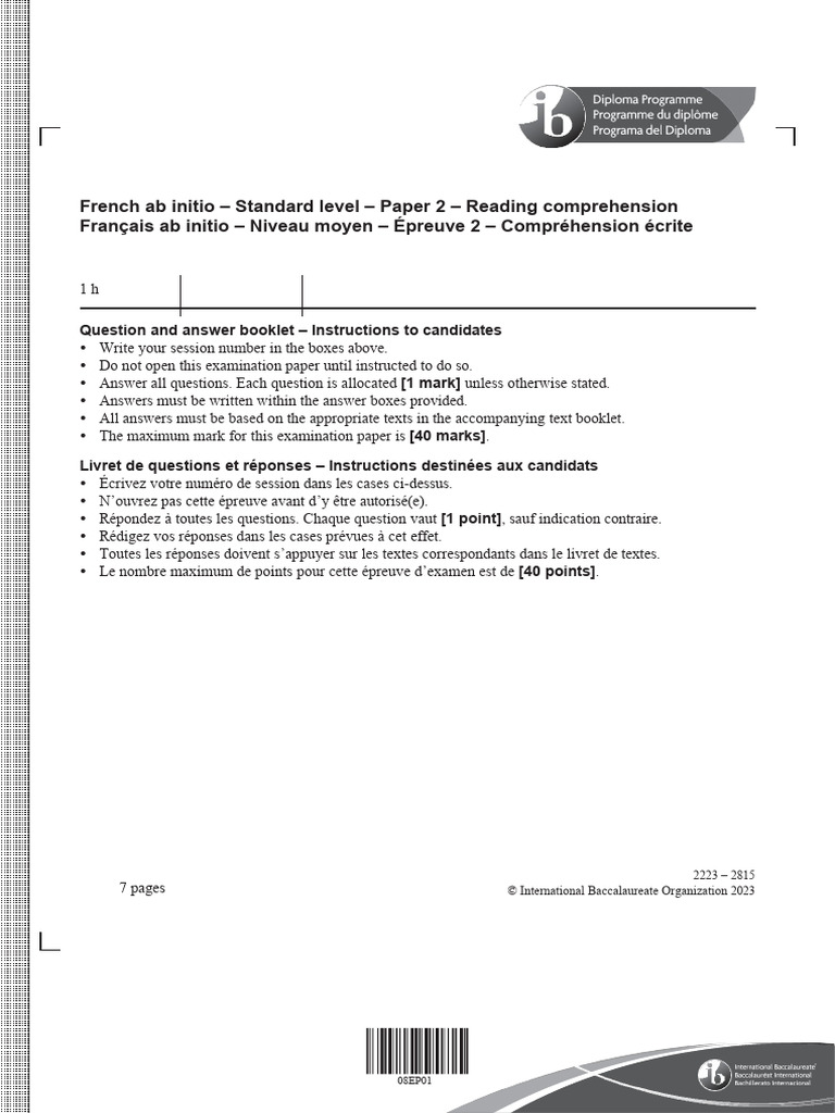 Compréhension écrite - Français ab initio | PDF | Échecs | Théorie (échecs)