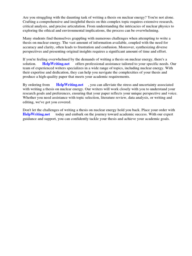 Nuclear Energy Thesis Examples | PDF | Nuclear Power | Fuels