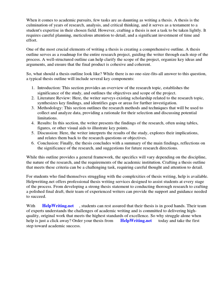 What Should a Thesis Outline Look Like | PDF | Thesis | Essays