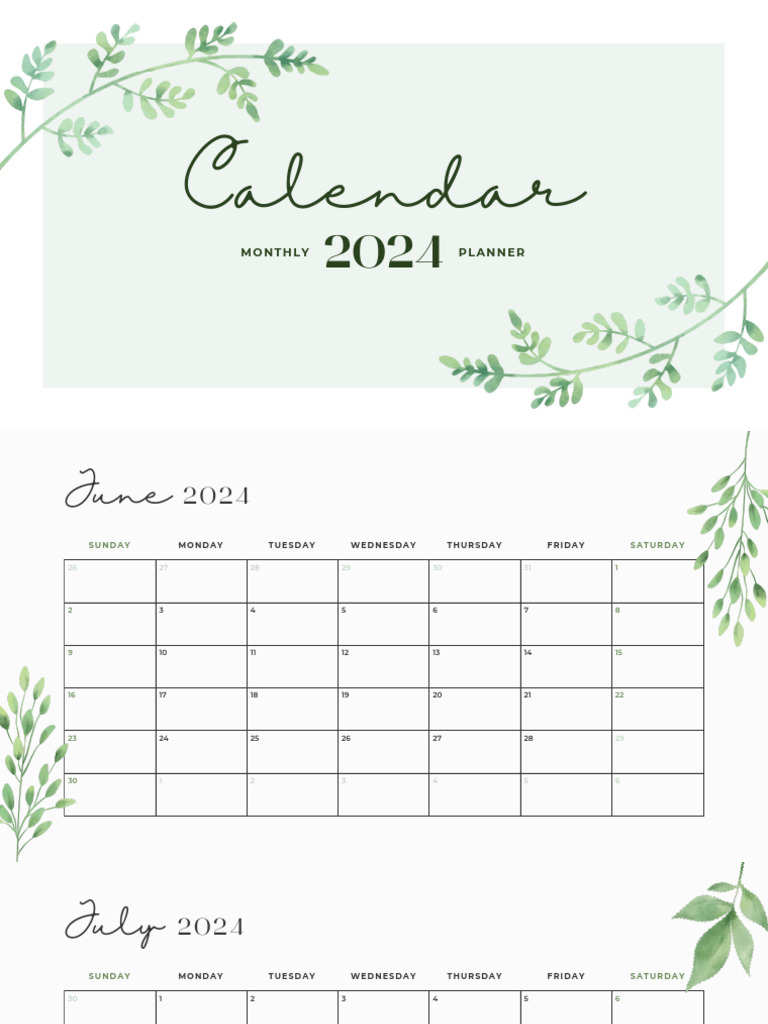 Green Simple Minimalist Monthly Calendar | PDF