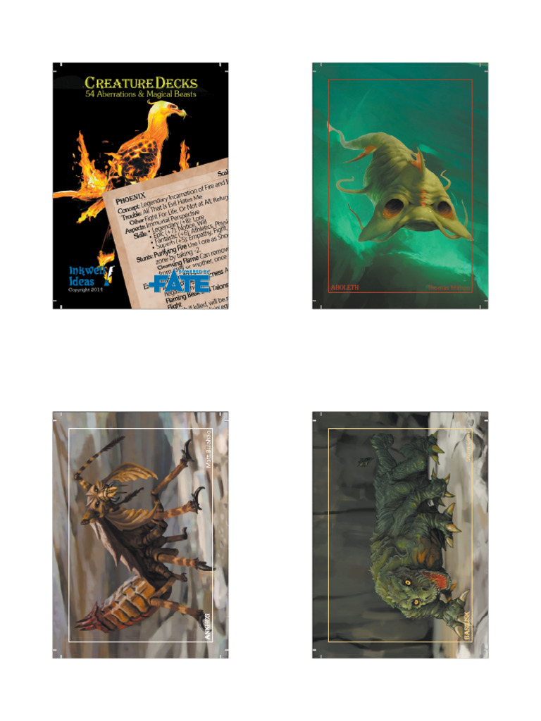 Fate Cards Aberrations HP 4up | PDF | Language Arts & Discipline ...