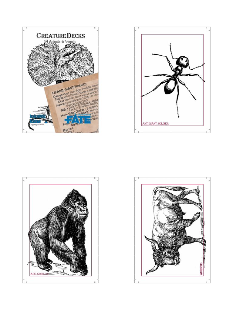 Fate Cards Animals HP 4up | PDF