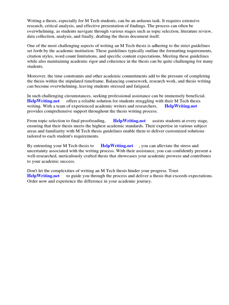 M Tech Thesis Guidelines | PDF