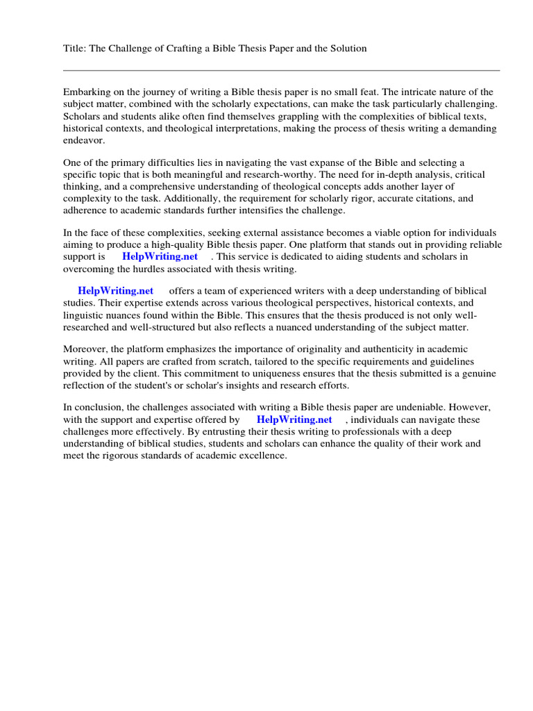 Bible Thesis Paper | PDF | Logos (Christianity) | Theology
