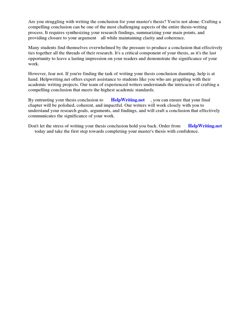Writing Conclusion Master Thesis | PDF | Thesis | Essays
