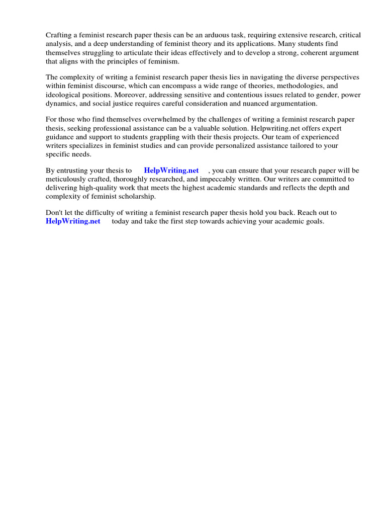 Feminist Research Paper Thesis | PDF | Feminism | Gender Studies