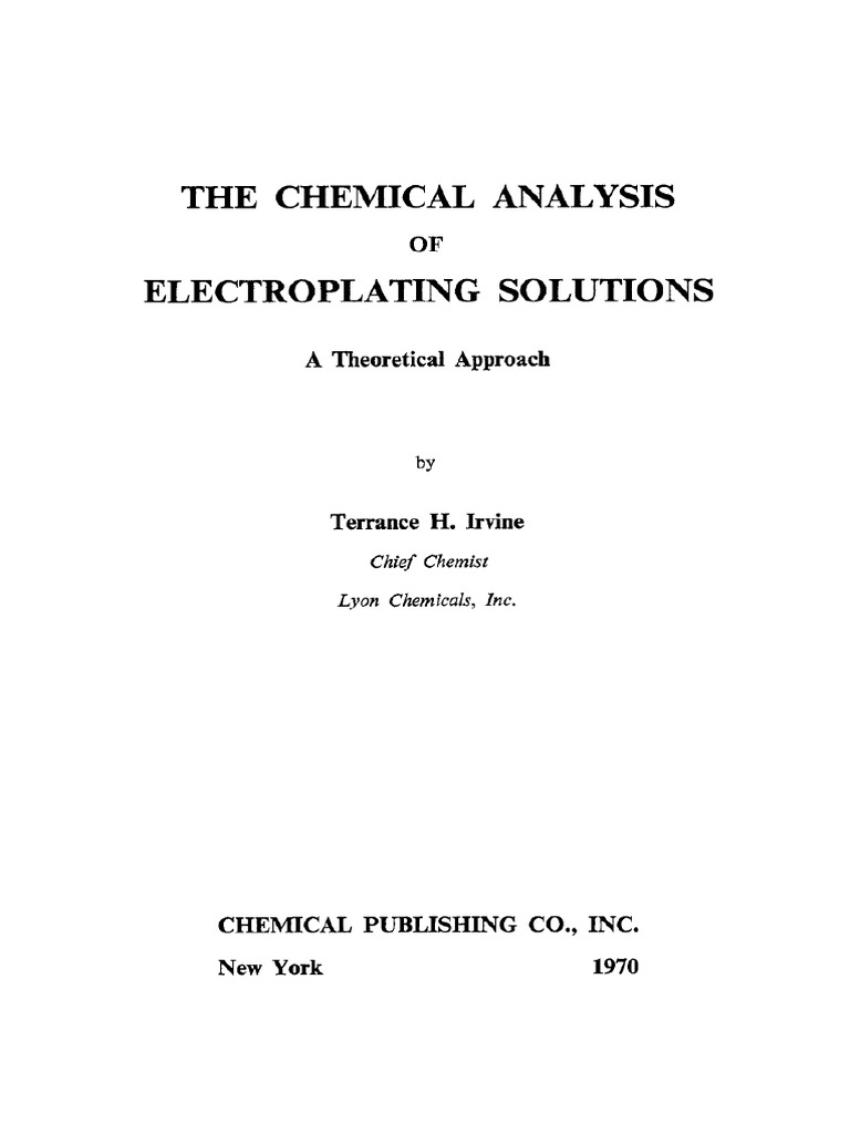 Chemical Analysis of Electroplating Solutions | PDF | Titration | Chemistry